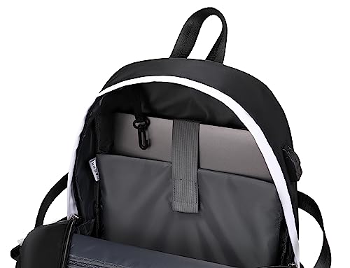 Teecho Girl Backpack for School Cute Backpack for Women College Bookbag Fit for 15.6 Inches Laptop Black