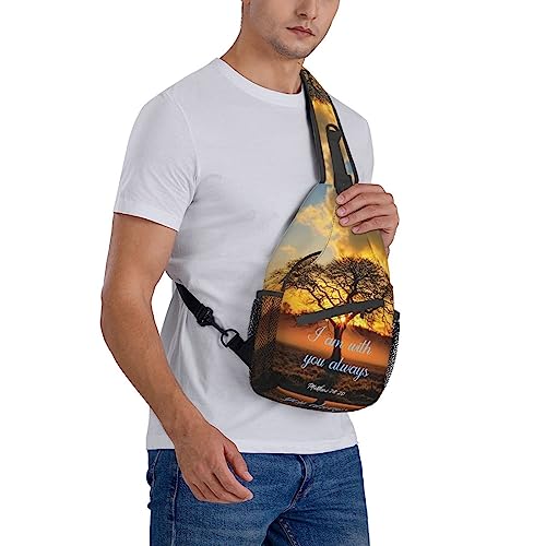 ROSIHODE Christian Jesus Cross Sling Bag, Fashion Crossbody Backpack Shoulder Bag Chest Bag for Men Women Hiking Travel