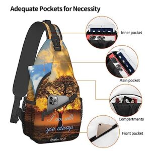 ROSIHODE Christian Jesus Cross Sling Bag, Fashion Crossbody Backpack Shoulder Bag Chest Bag for Men Women Hiking Travel