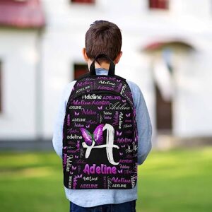 MyPupSocks Personalized School Backpack for Daughter from Mom, Custom Purple Initial Name Casual Daypacks Customized Travel Book Bag with Name Knapsack Schoolbag for Teens Boys Girls College