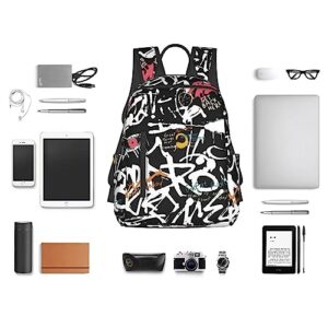 ZREXUO Graffiti Backpack Bookbags Daypack Supplies,Graffiti Art Laptop Bookbag Shoulder Bag Travel Sports for Men Women