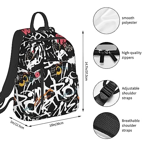 ZREXUO Graffiti Backpack Bookbags Daypack Supplies,Graffiti Art Laptop Bookbag Shoulder Bag Travel Sports for Men Women