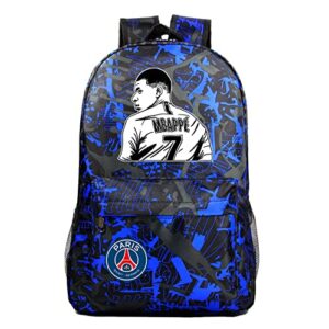 duuloon teens kylian mbappe student bookbag classic basic large graphic knapsack wear resistant soccer stars rucksack