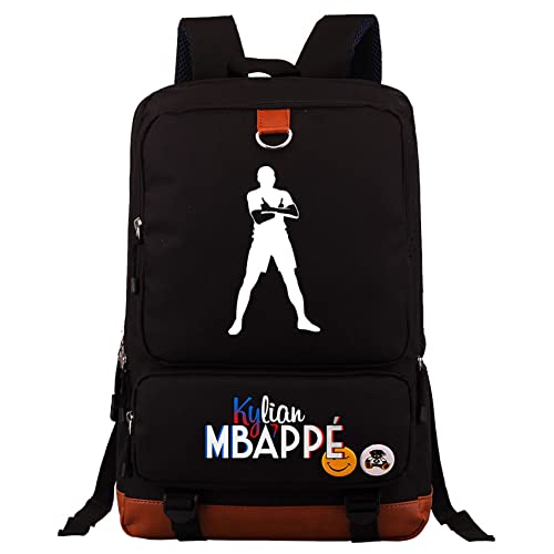 Duuloon Teen Kylian Mbappe Graphic Knapsack Large Capacity Laptop Bag Classic Casual Football Fans Rucksack