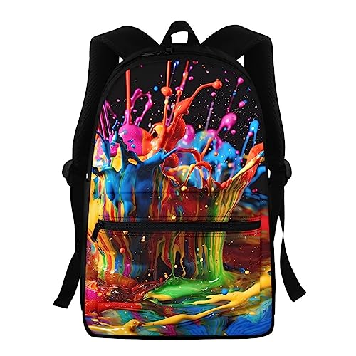 GLUDEAR Kids School Backpack Girls Boys Student Colorful Splash Paint Print Book Bag Soft Comfy Daypack,Oil Paint 4