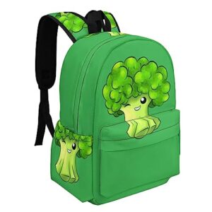 Broccoli Cartoon Laptop Backpack Printed Shoulder Bag Casual Daypack Travel Camping Work Bags