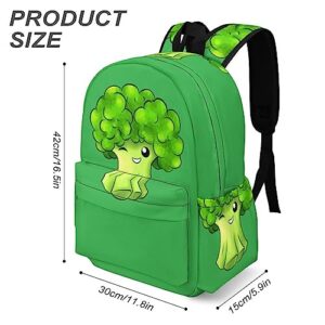 Broccoli Cartoon Laptop Backpack Printed Shoulder Bag Casual Daypack Travel Camping Work Bags