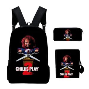 chucky backpack three piece set women men 3d printing shoulders bag fashion daypack travel bags