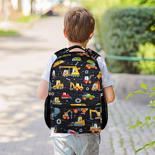 GIHSWE Construction Preschool Backpack for Boys, 16" Truck Excavator Backpacks for Children Boys Students, Cute Patterrn Lightweight Bookbag for School