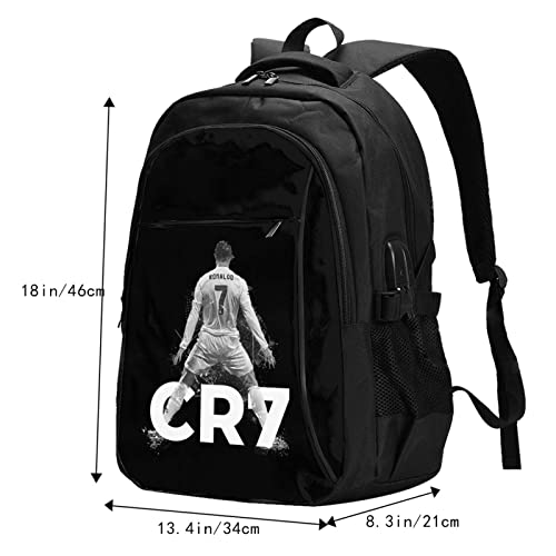 LUJA DLING Ronaldo #7 Cr7 Adult Backpacks Bag Laptop Bag Bookbag Usb Backpack 17 Inch For Daily