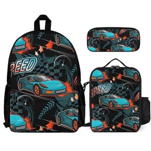 damtma cartoon grunge car backpack set 3 piece bookbags lunchbox pencil case laptop backpack travel backpack 3pcs backpack