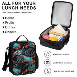 DamTma Cartoon Grunge Car Backpack Set 3 Piece Bookbags Lunchbox Pencil Case Laptop Backpack Travel Backpack 3pcs Backpack