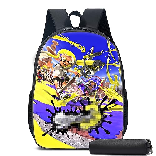 WRIGM Anime Backpacks for Kids, 3D Printed Casual Cartoon Bookbag with Pencil Case Large Capacity 17 Inch Laptop Bag 1