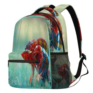 ourtheme animal chameleon 18 in backpack for men women chameleon large capacity backpack hiking travel laptop back pack casual daypack