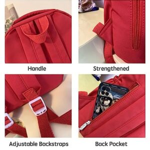 JHTPSLR Preppy Backpack Y2K Aesthetic Backpack Fluffy Stars Patchwork Aesthetic Backpack Cute Y2K Book Bags Backpack Supplies (Red)