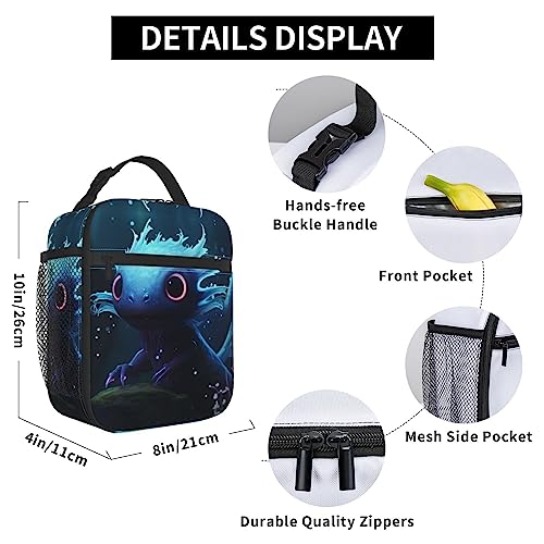 dreambest Axolotl 3 Piece Large Capacity Backpack Set With Lunch Bag & Pencil Case, Perfect For Travel