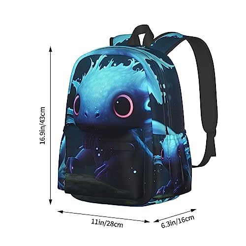 dreambest Axolotl 3 Piece Large Capacity Backpack Set With Lunch Bag & Pencil Case, Perfect For Travel