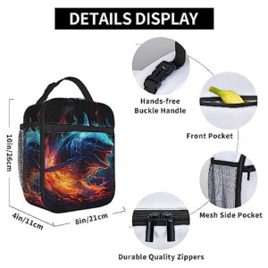 dreambest Shark Flame 3 Piece Large Capacity Backpack Set With Lunch Bag & Pencil Case, Perfect For Travel