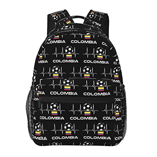 Supdreamc Shoulder Book Bags Anti-Theft Multipurpose Big Capacity Bookbag - Colombian Flag Football Art Travel Hiking Backpack With Smooth Zippers