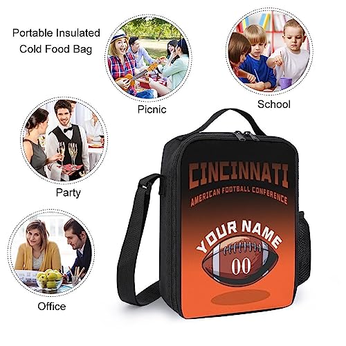 Quzeoxb Personalized Cincinnati Backpack Set with Name and Number - 3 Piece School Bag, Lunch Box and Pencil Case for Boys Girls Gifts