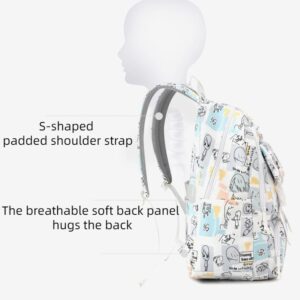 FITSEN Kawaii Backpack Graffiti and Letter Style Bookbag Aesthetic Outdoor Daypack (Grey)