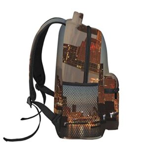 EVANEM Detroit Skyline Printed Laptop Backpack With Side Mesh Pockets Casual Backpack For Man Woman Travel Daypack