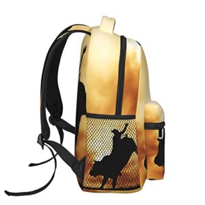 EVANEM Cool Bull Riding Printed Laptop Backpack With Side Mesh Pockets Casual Backpack For Man Woman Travel Daypack