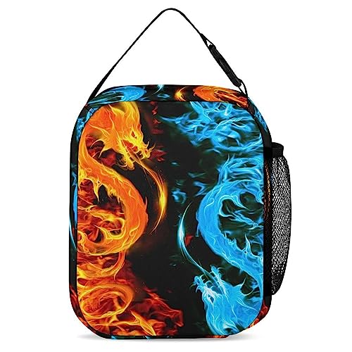 3PCS Ice & Fire Dragon Backpack Set, Stylish Laptop Bag Durable Dragon Daypack with Lunch Bags, Classic Shoulders Backpack(Ice & Fire Dragon)