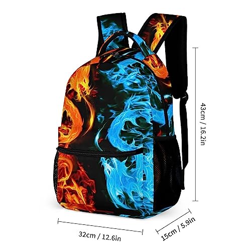 3PCS Ice & Fire Dragon Backpack Set, Stylish Laptop Bag Durable Dragon Daypack with Lunch Bags, Classic Shoulders Backpack(Ice & Fire Dragon)