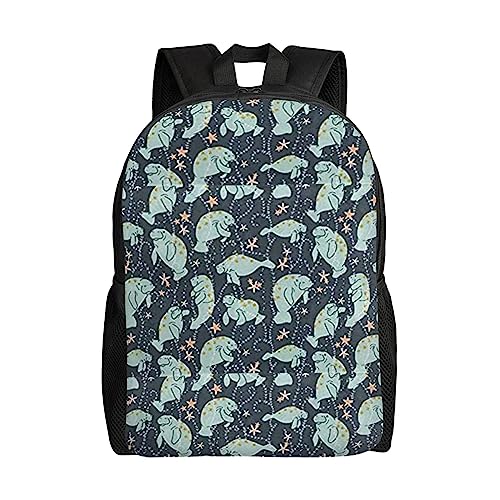 UNIOND Manatee Animals Printed Backpack Lightweight Laptop Bag Casual Daypack for Office Outdoor Travel