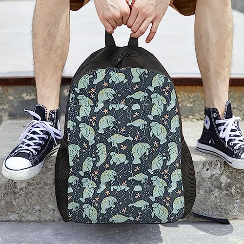 UNIOND Manatee Animals Printed Backpack Lightweight Laptop Bag Casual Daypack for Office Outdoor Travel