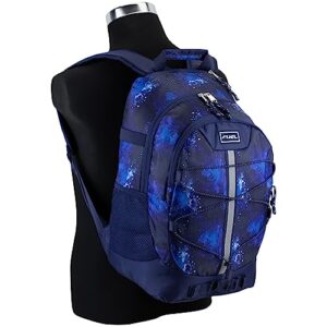 FUEL 18” Unisex Backpack Terra Sport Spacious Dual Compartment w/Laptop Sleeve and Bungee for Travel, College, Work - Dark Blue Galaxy