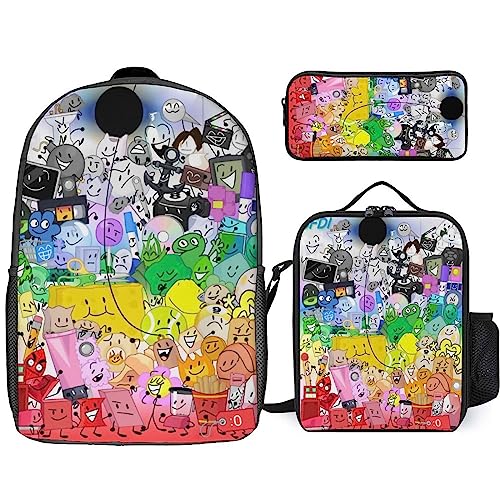 Hei Bai.JZQ Casual 3 in 1 Backpack Set Anime Bookbag With Lunch Box And Pencil Case