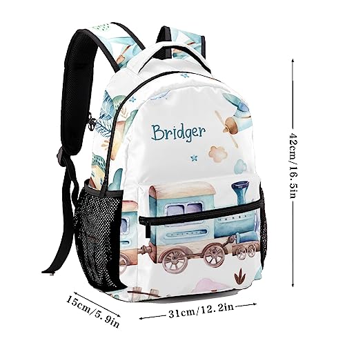 Liveweike Custom Kids Backpack,Tree Airplane Train Personalized Kid's School Bookbags Bag for Gift Boy Girls Children