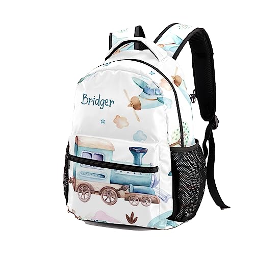 Liveweike Custom Kids Backpack,Tree Airplane Train Personalized Kid's School Bookbags Bag for Gift Boy Girls Children