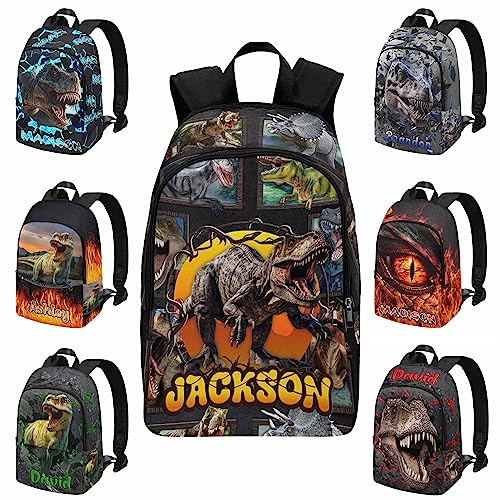 M YESCUSTOM Personalized Backpacks for Boys Custom Dinosaur School Bookbag with Name Elementary Toddler Boys Backpack Multi Children Casual Travel Daypack Bag for Teenager School Camping