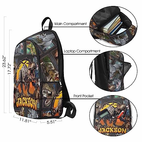 M YESCUSTOM Personalized Backpacks for Boys Custom Dinosaur School Bookbag with Name Elementary Toddler Boys Backpack Multi Children Casual Travel Daypack Bag for Teenager School Camping