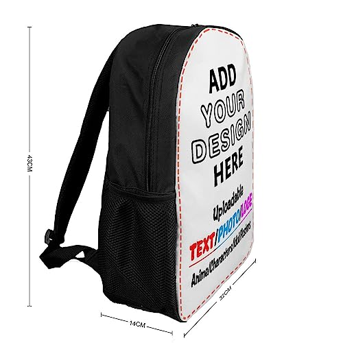 Custom Backpack Personalized Backpack With Add Your Photo Picture Text,Customize Travel Laptop Backpack for Men Women Casual Shoulder Bag 17In