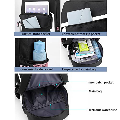 CUSALBOY 15.6 Inch Stylish Computer Backpack Teens Bag College School Casual Daypack With USB Port Business (black 3)