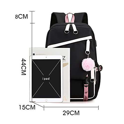 CUSALBOY 15.6 Inch Stylish Computer Backpack Teens Bag College School Casual Daypack With USB Port Business (black 3)