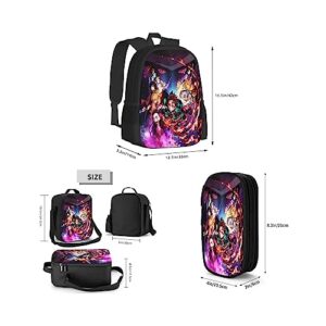 Qxpztk Anime Backpack Set 3D Printing Backpack Three-Piece Set Outdoor Travel Light Casual Backpack With Lunch Bag