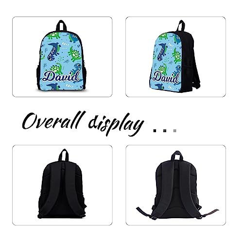 Glimmerday Custom Name Cartoon Dino Pink Green Backpack Personalized Daycare Bookbag Kindergarten Daypack for Girls Boys (Style 2)