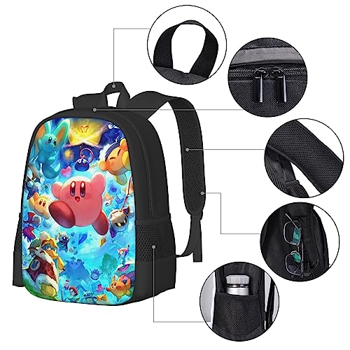 Kir-By Casual Backpack Large Capacity Laptop Bags Lightweight Travel Daypack Anime Shoulders Bag For Hiking Travel Camping Work