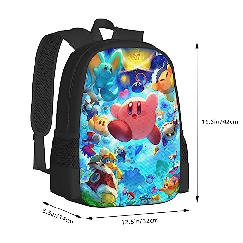 Kir-By Casual Backpack Large Capacity Laptop Bags Lightweight Travel Daypack Anime Shoulders Bag For Hiking Travel Camping Work