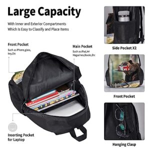 Grizzly Bear Print Backpack Large Capacity Travel Daypack With Lunch Bag And Pencil Case 3 In 1 For Women Men