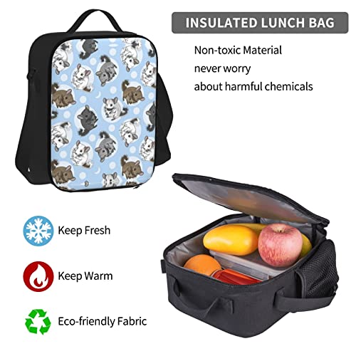 MQGMZ Blue Chinchillas And Moon Print Backpack 3 Pcs Set Travel Hiking Lightweight Water Laptop Pencil Case Insulated Lunch Bag