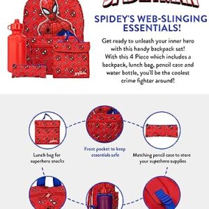 Marvel Backpack Set | Kids Backpack, Lunchbag, Water Bottle and Pencil Case Set | spider man backpack | Official Merchandise | Red