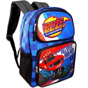 Blaze and the Monster Machines Backpack for Boys - Bundle with 16” Blaze Backpack, Decals, Stickers, More | Blaze School Supplies for Kids 4-6