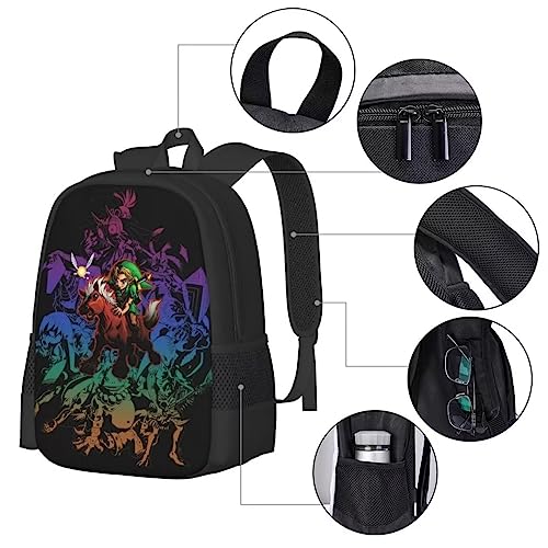 Sabia Zelda Game Backpack Black Backpack Lightweight Large Capacity Travel Backpack Laptop Backpack Casual Daypack Zelda Game Fan Gift