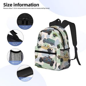 Affilleve Military Vehicle Vector Army Car And Armored Truck Small Toddler Kid School Backpack, Boys&Girls Preschool Kindergarten Bookbags, Nursery Daycare Elementary Bags